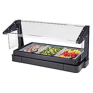Cambro BBR480110 Buffet Bar 4 Foot 3 Food Pan Wells with Sneeze Guard Black Case of 1