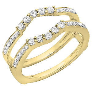 Dazzlingrock Collection 0.50 Carat (Cttw) Round White Diamond Chevron Enhancer Ring for Women in 14K Yellow Gold Size 6.5