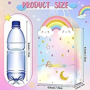 16 Pieces Rainbow Party Favor Bags Rainbow Present Bags with Handles Cloud Birthday Goodie Candy Bags Pastel Party Treat Gift Bags for Kids Girls Cloud Rainbow Party Decor Baby Shower Party Supplies