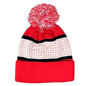 Country Winter Hat, Adult Knit Warm Hat Casual Active Sports Pom Soccer Beanie (Canada) Red
