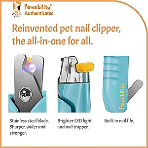 Pawsibility - Reinvented Pet Nail Clippers for Your Pal - Ultra Bright LED Light for Bloodline | Razor Sharp and Durable Blade | Vets Recommended Trimming Tool for Dogs and Cats