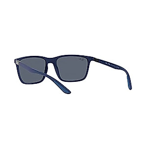 Ray-Ban RB4385 Liteforce Rectangular Sunglasses, Matte Blue/Dark Grey, 58 mm