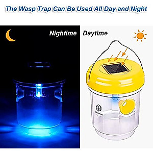 Petoor Wasp Trap Outdoor - Solar Powered Killer Effective Hornet for Wasps, Hornets, Insects, Yellow Jacket Fruit Fly Pack of 2, 2022 yellow
