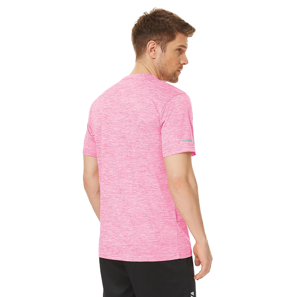 MAGCOMSEN Athletic T Shirts for Men Stretch Crew Neck Dry Fit Breathable Lightweight Cool Running Gym Athletic T Shirt Pink XL