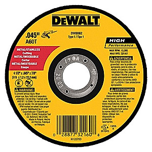 DEWALT DW8062 4-1/2" x .045 x 7/8" Metal Cut-Off Wheel (100pk)