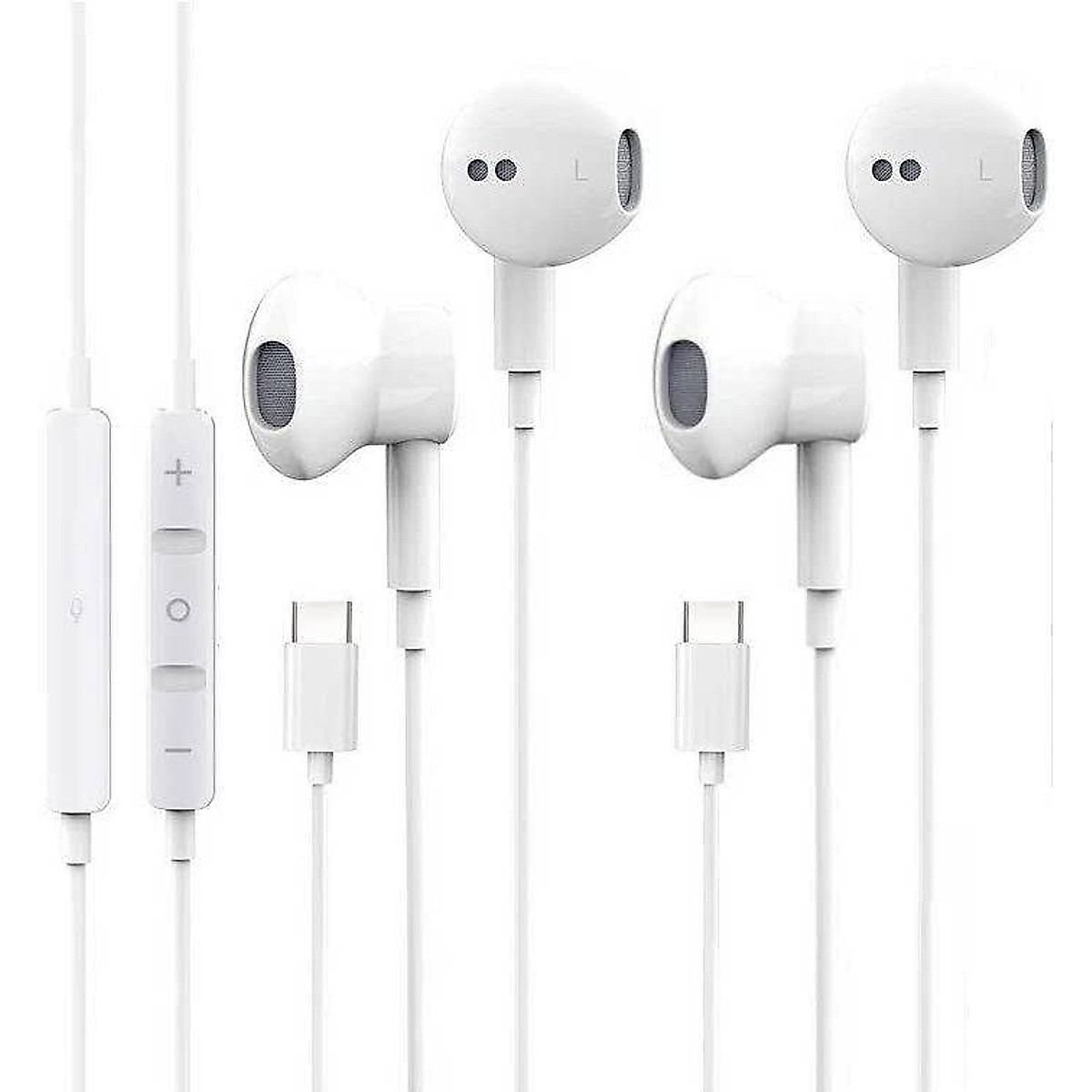 2 Pack-USB C Headphones Earbuds, Type C Earbuds Wired Earphones with Microphone & Remote Control Noise Cancelling in-Ear Headset for iPad Pro, Galaxy S23/S22/S21/S20/Ultra Note 10/20, Pixel 7/6/6a/5/4