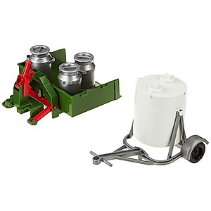 Bruder Milk Container, Movable Load case and 3 Milk Churn