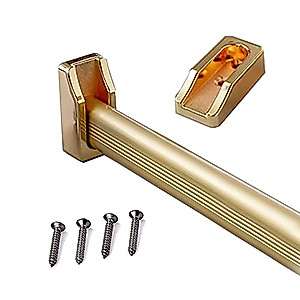 JYHHCYS Closet Pole for Hanging Clothes Aluminum Oval, Wardrobe Rail Tube Closet Organizer System Kit, Wall Mount Garment Hanger, Indoor Outdoor (Color : Gold, Size : 30in/76cm)