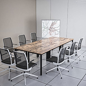 Bonzy Home Conference Tables 8ft Office Computer Desk for Meeting Room Study Writing Printer Podcast Table for 10 People Rustic Brown 4PCS 94.4"x47.2"x29.5"