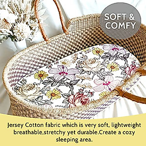 Bassinet Sheet, Jersey Cotton for Baby Boy/Girl, Fitted Sheets Flexible for Most Bassinet Mattress