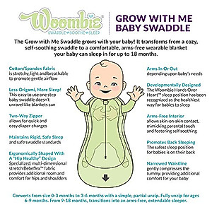 Woombie Grow with Me Baby Swaddle, Convertible Swaddle Fits Babies 0-9 Months, Expands to Wearable Blanket for Babies up to 18 Months, Dream On