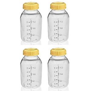 Medela Breast Milk Collection Storage Feeding Bottle w/ Lid 5 Oz/ 150 Ml X4