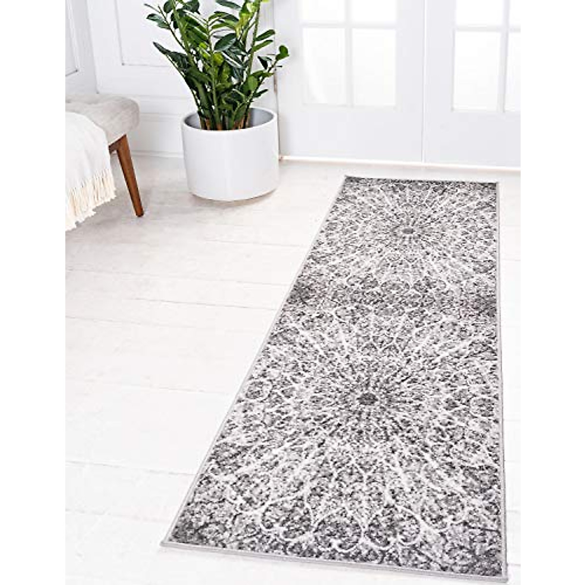 Unique Loom Sofia Collection Area Rug - Grace (2' x 13' 1" Runner, Dark Gray/ Gray)