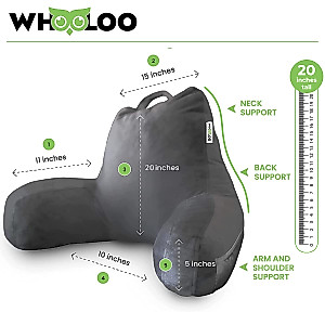 Reading Pillow Sitting Up in Bed Backrest Support Large Adult Back Wedge for Watching TV Bedrest Gerd Heartburn Recovery Snoring Made in The USA 100% Memory Foam w/Removable Washable Cover