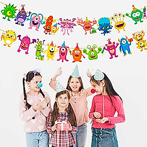 2pcs Little Monster Banner Decorations Monster Party Supplies Little Monster Theme Birthday Party Banner Monster Garland Decorations for Monster Themed Birthday Party Baby Shower Party Supplies