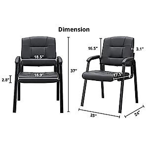 Naomi Home Mindy Office Guest Chair Set of 2, Heavy Duty Leather Executive Waiting Room Chairs, Lobby Reception Chairs with Padded Arm Rest, Conference Room Chairs Set of 2 - Black