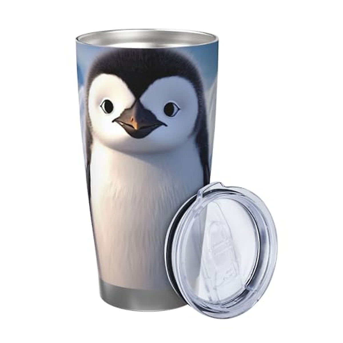 Cute Penguin Tumbler with Lid and Straw 20oz Stainless Steel Car Cup for Hot and Cold Drinks, Double Wall Insulated Travel Coffee Mug Reusable Drink Thermos Cup Birthday Gifts