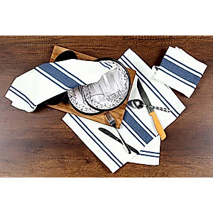 Linen Hub Set of 12 Kitchen Dish Towels Cotton 15x25 Absorbent Durable Washable, Tea Towels, Dish Cloths, Bar Towels, Cleaning Towels, Kitchen Towels with Hanging Loop, Blue White