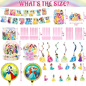 Princess Party Decorations - Princess Birthday Decorations include Banner Tablecloth Backdrop Ballons Cake Cupcake Toppers Tableware Haning Swirls, Princess Birthday Party Supplies
