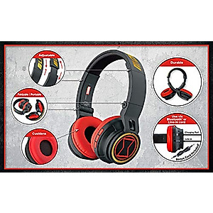 eKids Black Widow Kids Bluetooth Headphones, Wireless Headphones with Microphone Includes Aux Cord, Volume Reduced Kids Foldable Headphones for School, Home, or Travel
