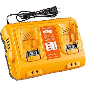 DCB102 Battery Charger Station for Dewalt Battery,Simultaneous Charging for 12V and 20V Max Battery, Compatible with DCB124 DCB126 DCB200 DCB205 Yellow