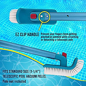 U.S. Pool Supply Professional Pool Step and Corner Cleaning Brush with Adjustable 180 Degree Handle Rotation - Curved End Bristles - Easily Scrub Sweep Clean Swimming Pools, Spas, Hot Tubs, Bathroom