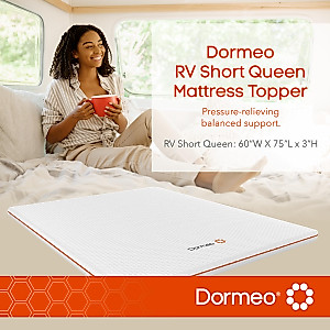 Dormeo RV Short Queen Mattress Topper - Octaspring Technology - Queen Mattress Bed Topper, Cooling Mattress Topper - 3 Inch Mattress Topper - White, Waterproof, Medium Firmness