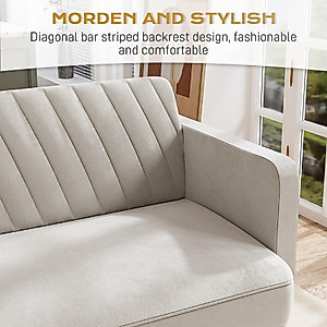 DAMAIFROM Velvet Couch, Futon Sofa Bed, Sleeper Sofa, Loveseat,Mid Century Modern, Adjustable Back Design 75" Couches for Living Room, Bedroom,Office,Small Spaces (Grey)