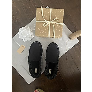 Dearfoams Men's Eli Microsuede Moccasin Slipper, Black, Medium, 80306