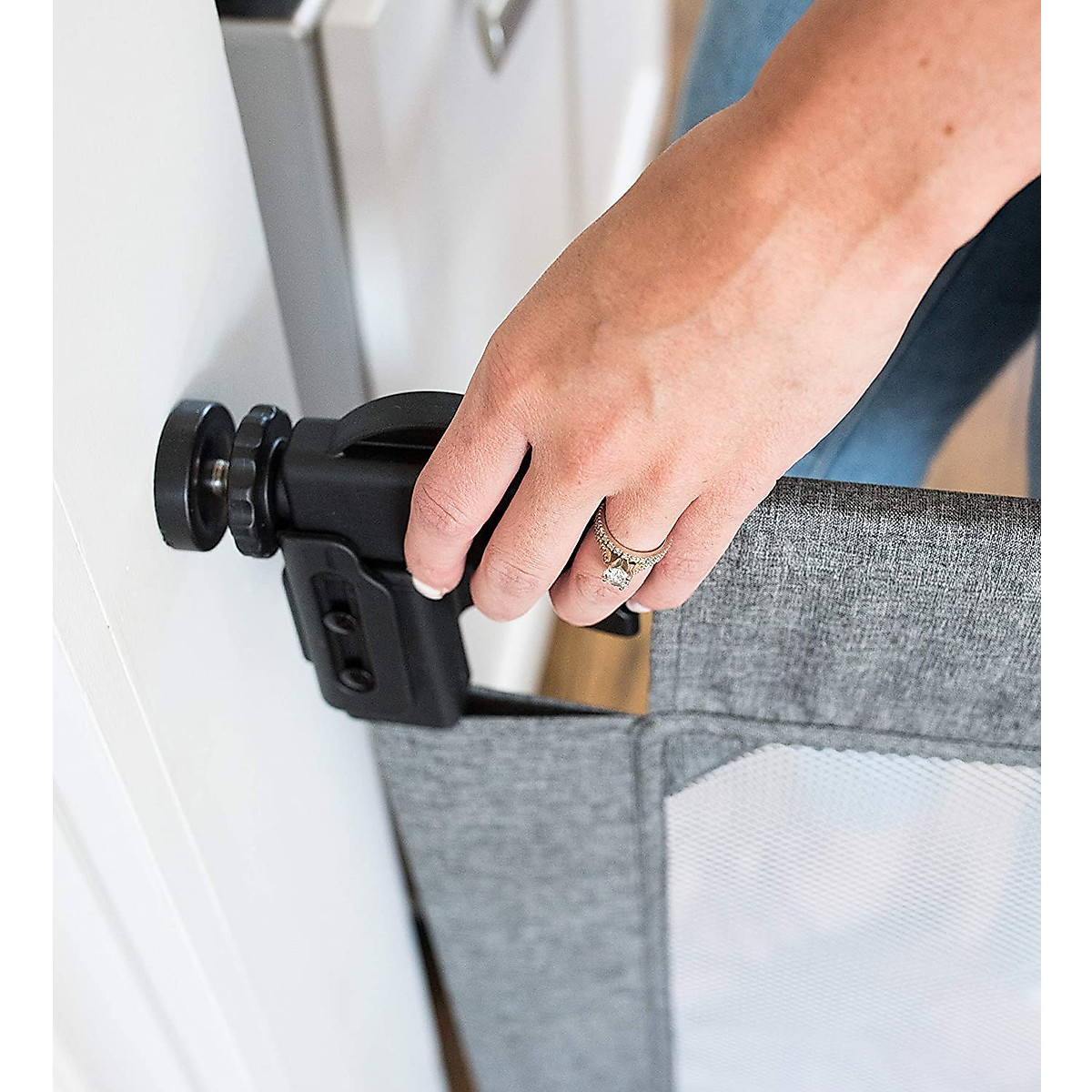 Baby Delight Go with Me Portable Mesh Baby Gate | Span 30-48" Expandable Folding Gate | Pressure Mounted | Charcoal Tweed