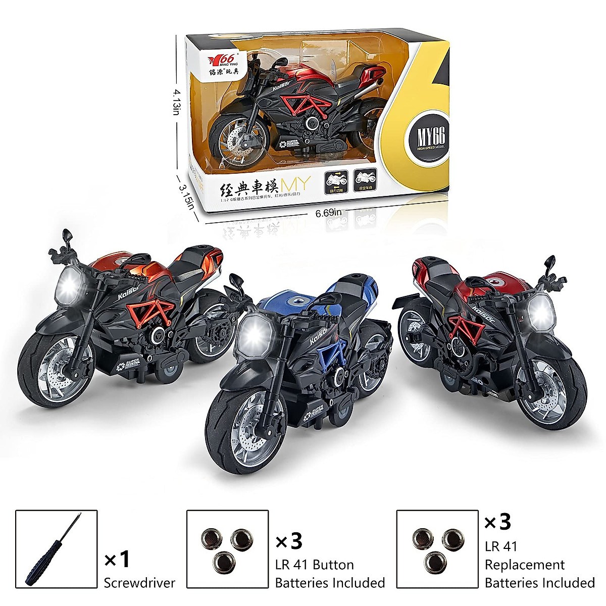 YA LE MING Motorcycle Toy,Kids Toy Motorcycle with Sound and Lights, Motorcycle Toys for Kids 3-9,Motorcycle Replica 1:12 Scale (Purple)