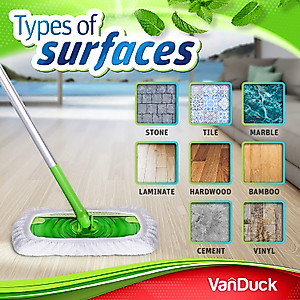 VanDuck Reusable 100% Cotton Mop Pads Compatible with Swiffer Sweeper Mops (2-Pack) Washable Mop Pads for Wet & Dry Use (Mop is Not Included)