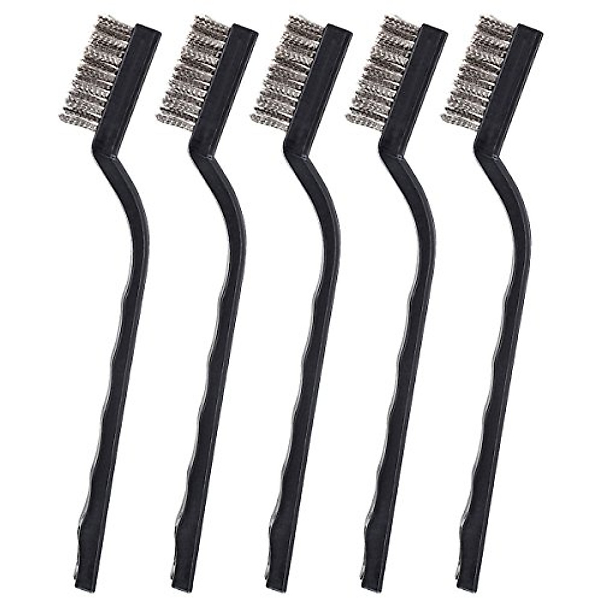 10 Pieces Small Wire Brush Scratch Brush (Stainless Steel + Brass), Curved Handle Masonry Brush Wire Bristle for Cleaning Welding Slag and Rust