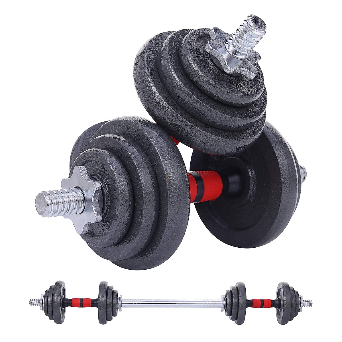 Nice C Adjustable Dumbbells, Barbell Weight Set, Dumbbell Set, Weights Adjustable 22/33/44/66/105 Lbs Home Gym 2 in 1, Anti-Slip Handle, All-Purpose, Office, Fitness