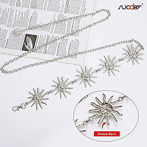 SUOSDEY Western Chain Belts for Women Cowgirl Concho Country Turquoise Belts Metal Adjustable Vintage Silver Belt