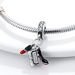 MULA 925 Sterling Silver Charms for Bracelets and Necklaces Lipstick and Bag Dangle Pendants Tower Camera Beads Jewelry Charms for Women