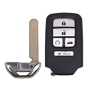 Remote Smart Key Fob Shell Case Fit for 2016 2017 2018 Honda Civic CR-V Pilot Keyless Entry Replacement Car Key Cover (Silver, 5 Buttons)