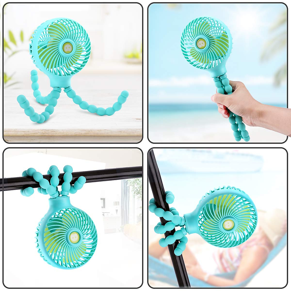 OPOLEMIN Fan for Stroller, Portable Car Fan Baby with Flexible Tripod, Baby Fan Car Seat, USB or Battery Powered Fan Carseat Baby, Portable Stroller Fan Clip On for Baby, Fan for Peloton Bike