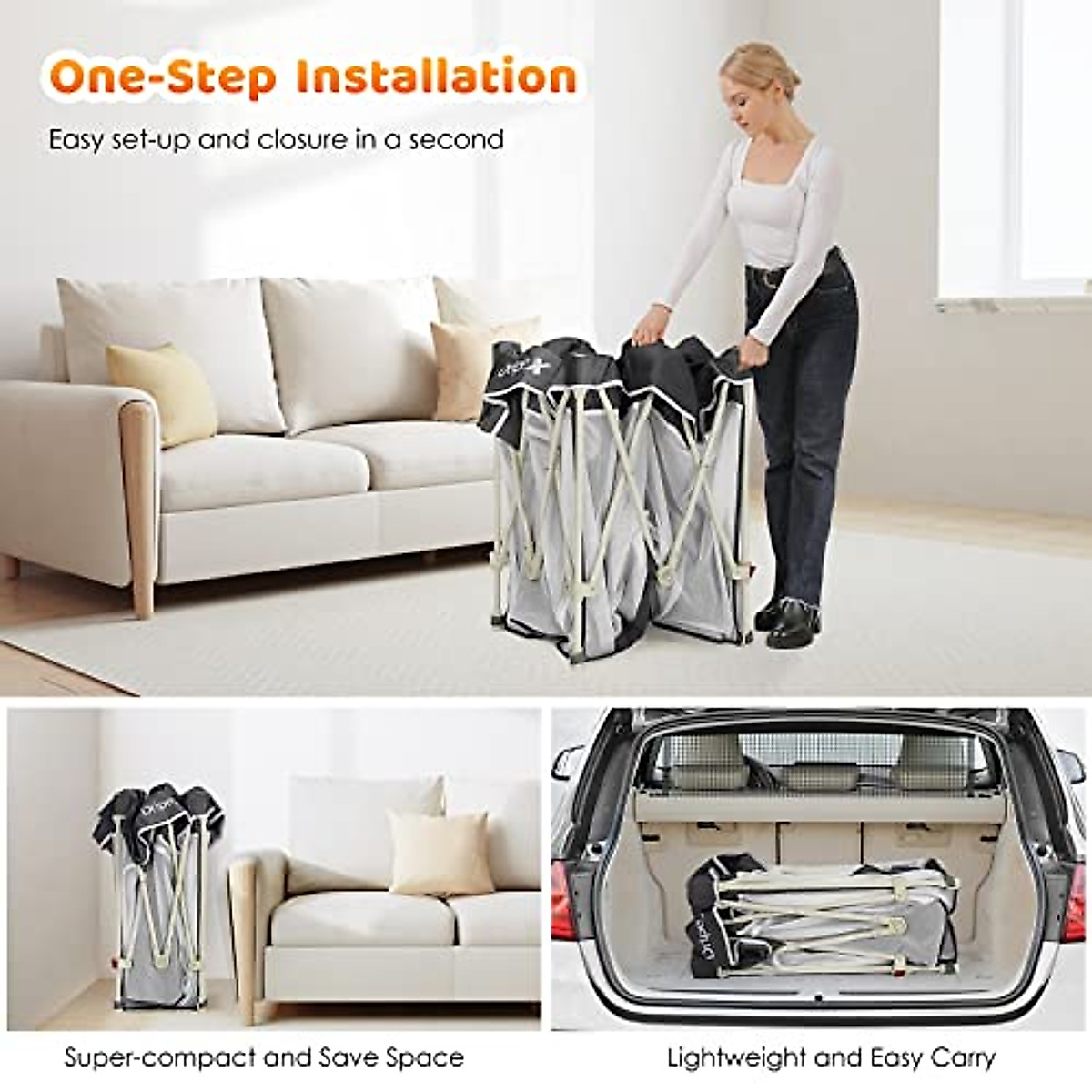 Foldable Playpen, Dripex Baby Playpen with Mat, Collapsible Baby Playpen, Playpen for Babies and Toddlers, 43" x 43" Baby Play Yard for Indoor&Outdoor