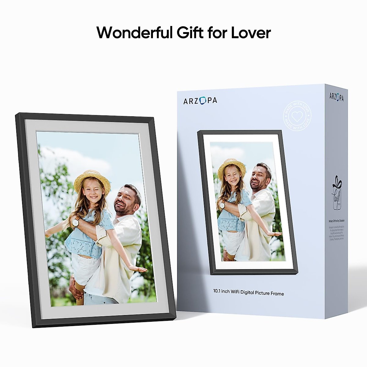 ARZOPA Frameo Digital Picture Frame 10.1 Inch Smart WiFi Digital Photo Frame 32GB with 1280x800 IPS Touch Screen, Auto-Rotate and Slideshow, Easy Setup to Share Photos Or Videos from Anywhere Anytime