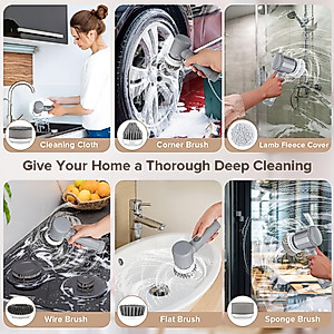 LEKISHE Electric Spin Scrubber 2024 New Electric Scrubber for Bathroom with 6 Replaceable Heads,Handheld Spin Scrubber,Power Shower Scrubber for Cleaning Shower,Floor,Grout,Tub