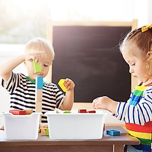 Nsmykhg Storage Bins,6 Pack Small Multi-Purpose Plastic Storage Bins, Stackable Cubby Bin Storage Bins Storage Cubbies Plastic Storage Containers for Classroom Book Bin Toy Organizers (White)