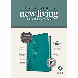 NLT Compact Giant Print Bible, Filament Enabled (LeatherLike, Peony Rich Teal, Indexed, Red Letter)