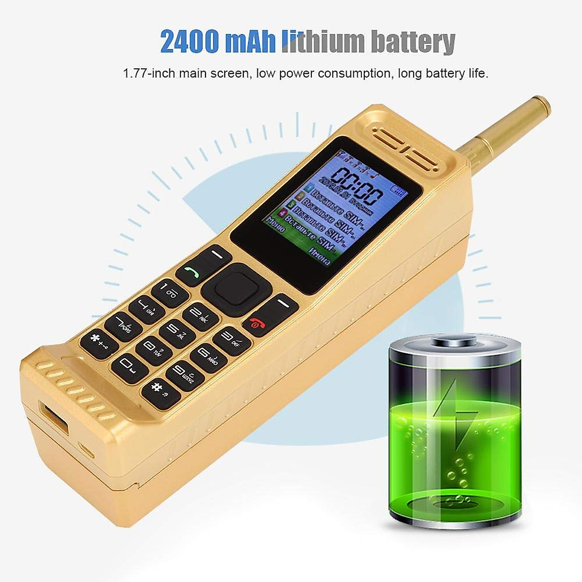 Tosuny Vintage Retro Brick Cell Phone Mobile Phone, Four Card Four Standby QuadBand 2G Retro Bluetooth New Classic Old Mobile Phone, 2G GSM 850/900/1800/1900Mhz (Gold)
