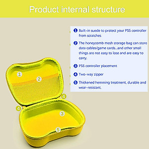 Birsppy KAKUMA Travel Carrying Case for PS5 Controller, Hard Protective Case Storage Bag for Playstation 5 DualSense Wireless Controller (Yellow)