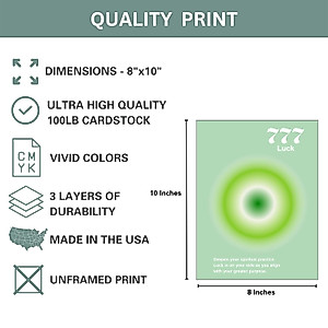 Angel Number 777 Art Print, Energy Aura Gradient Print, Spiritual Posters, Magical Spirit Guide, Divine Connection Wall Art - 8x10 in. LAMINATED - No Frame