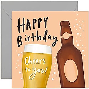 Old English Co. Cheers To You Birthday Card - Fun Beer Pint Birthday Card for Men | For brother, son, nephew | Blank Inside & Envelope Included