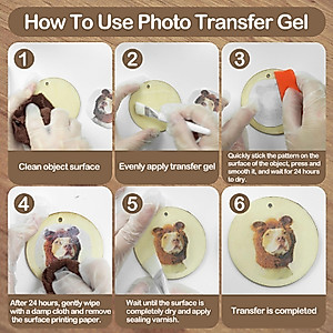1DFAUL Gloss Photo Transfer Medium Kit, Gel Medium for Photo Transfer, with Gloss Varnish, Pattern Transfer Gel to Wood & Other Hard Surfaces, DIY Crafts, Decorating Furniture, Personalized Gifts
