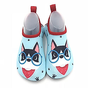 Children Thin and Breathable Swimming Shoes Water Park Cartoon Rubber Soled Beach Socks Shoes Shoes for 1 Year Old Girl (Light Blue, 18-24 Months)