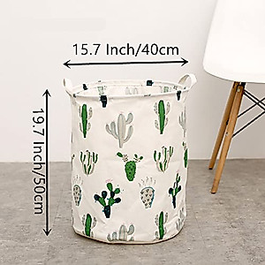 Large Green Catcus Laundry Hamper Bucket for Storage Bin,Kids Room, Home Organizer, Nursery Storage, Baby Hamper with Cactus Design